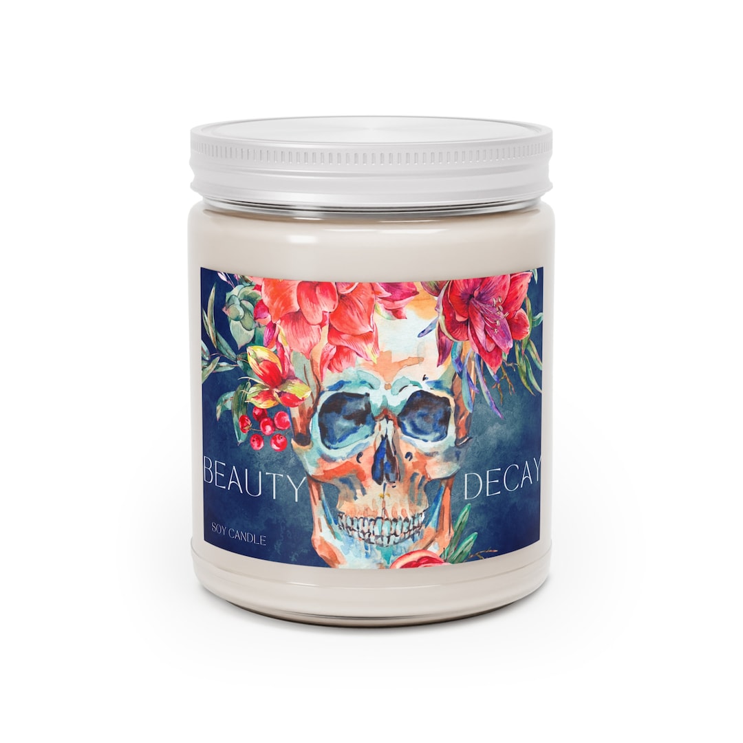 Beauty Decay Candle, Soy Wax Candle, Skull and Flowers, Art, Skull 3 - Etsy