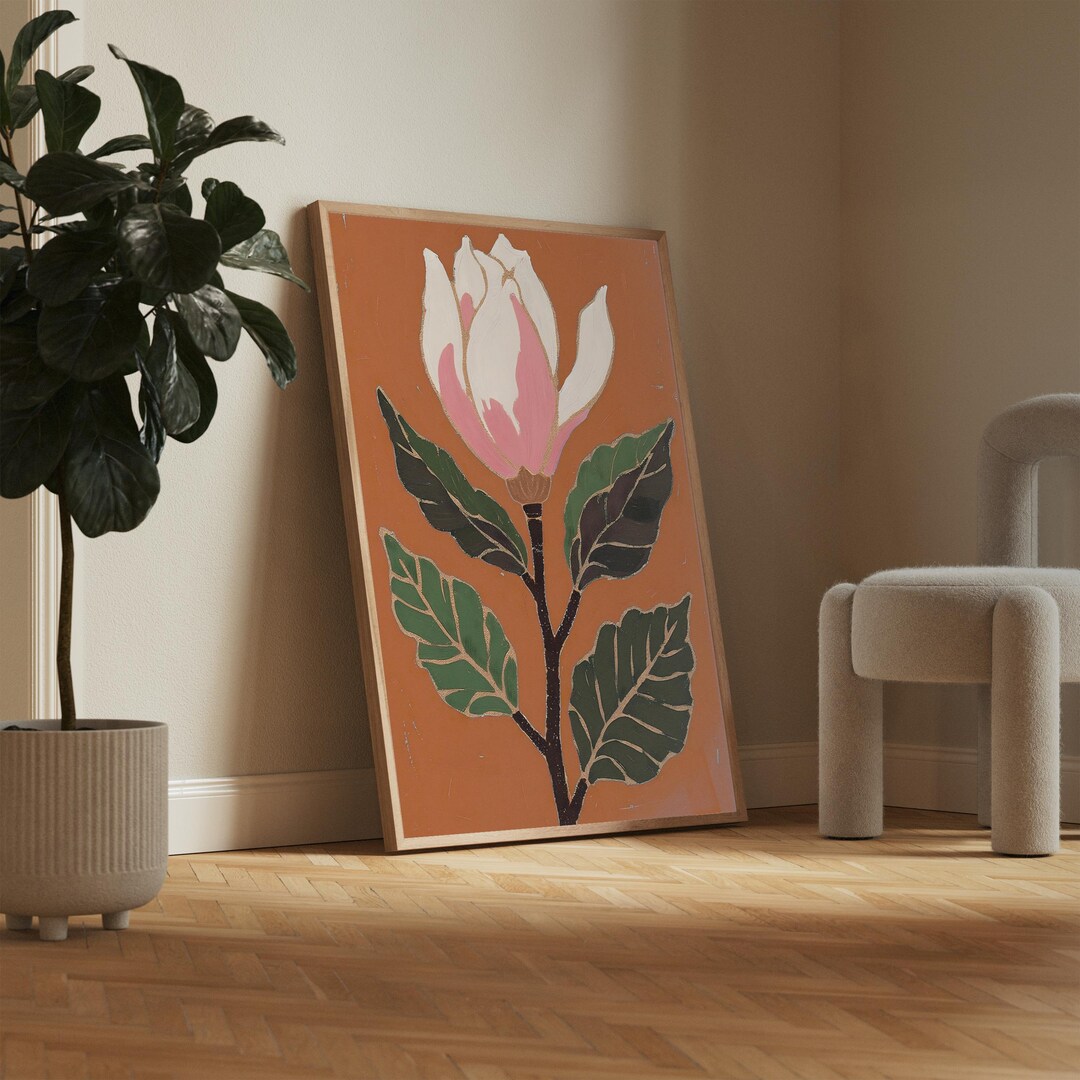 Magnolia Flower Wall Art - Magnolia Botanical Print, Flower Artwork ...