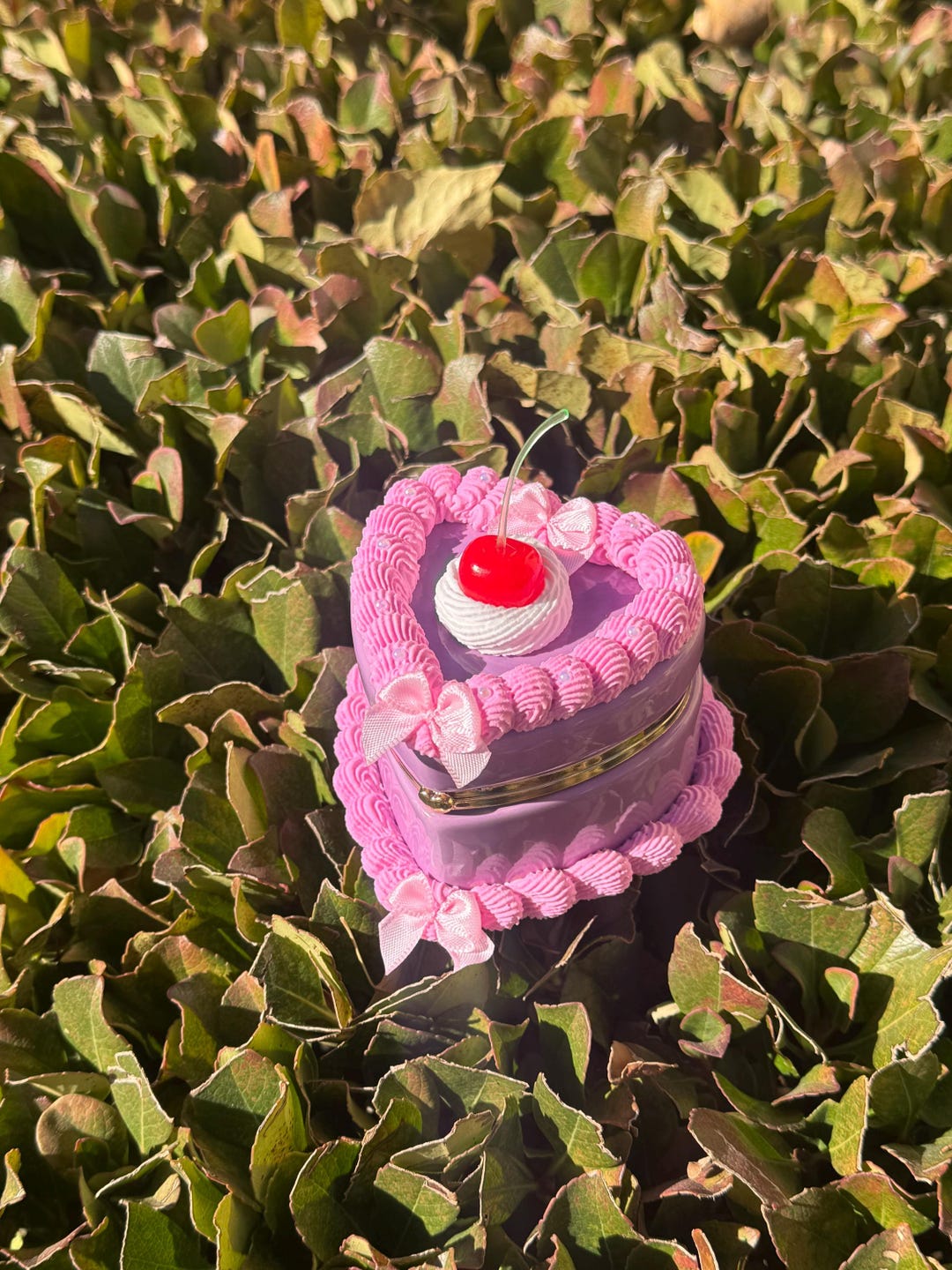 Purple and Pink Heart Shaped Faux Cake Trinket Box/ Faux Cake Jewelry ...