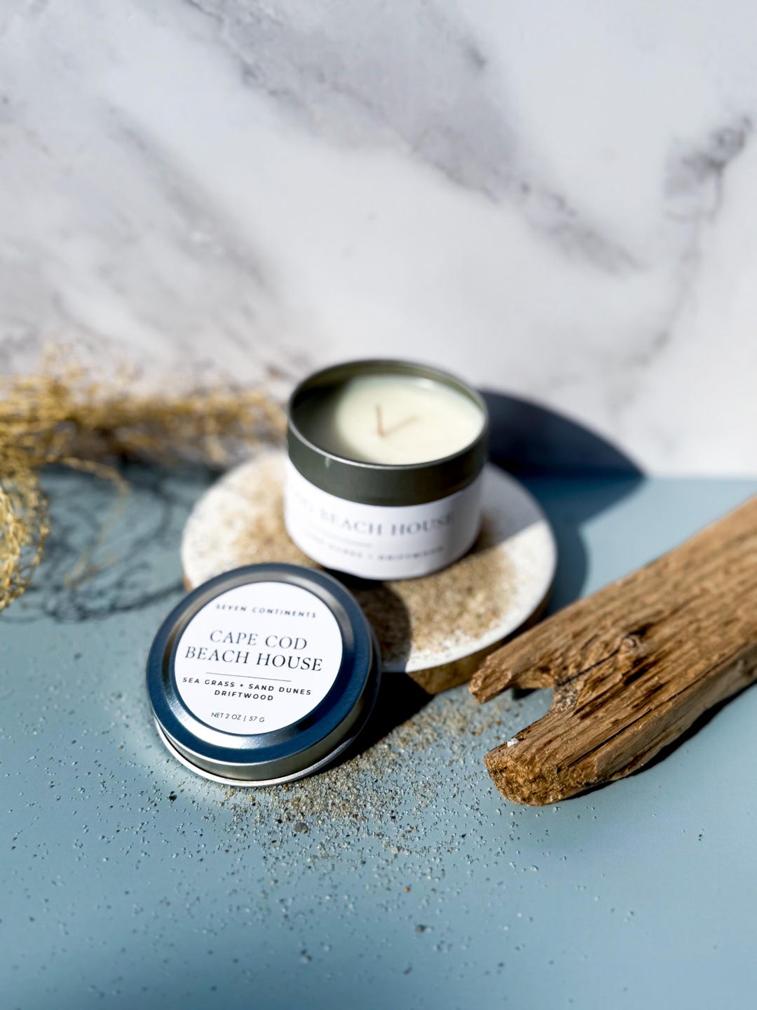 Cape Cod Beach House Soy Candle: Sea Grass & Driftwood Travel Tin - Etsy