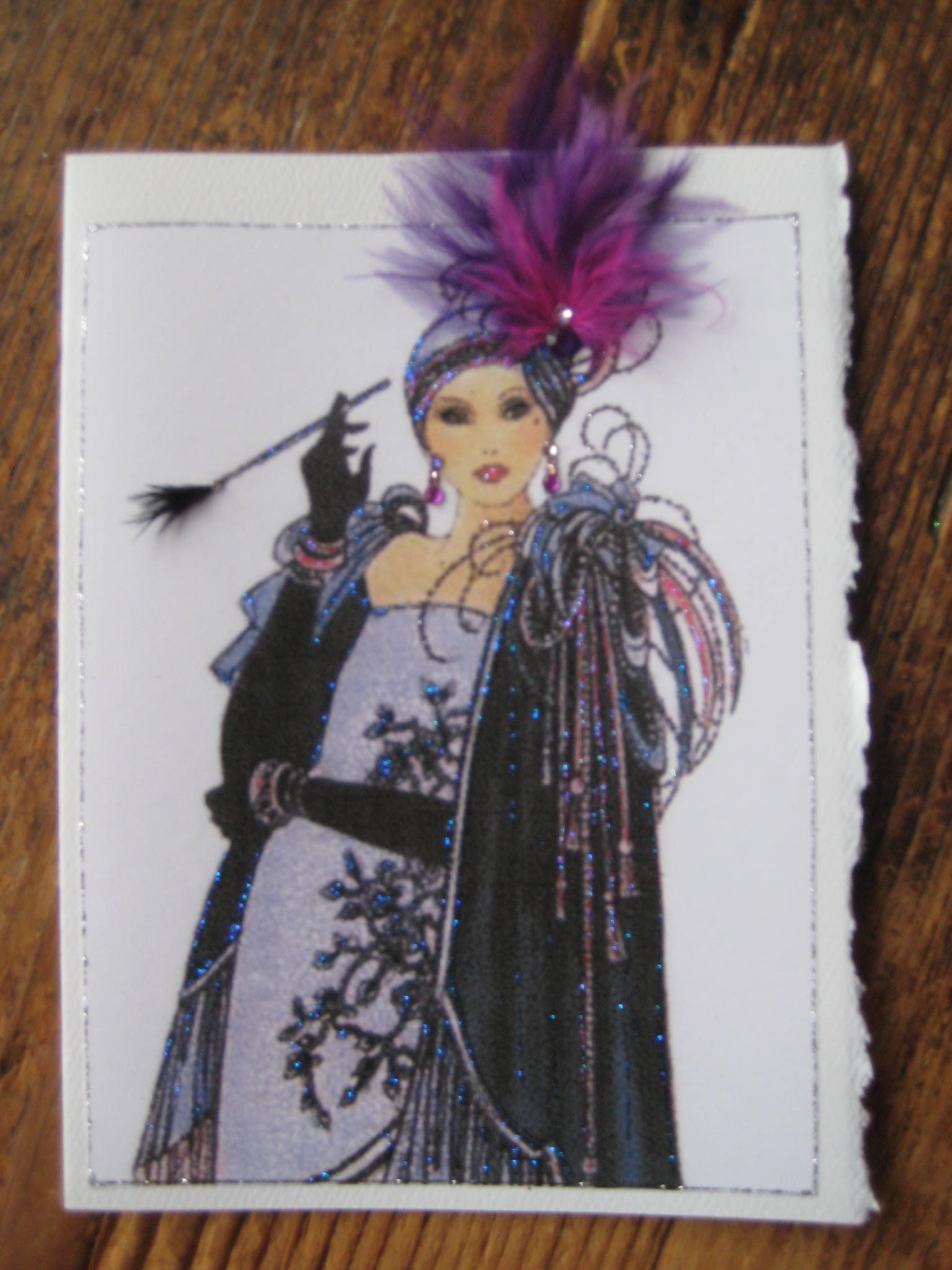 Art Deco Lady Violette 5x7 Note Card - Etsy