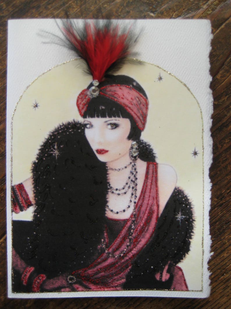 Art Deco Lady "vixen" Note Card - Etsy
