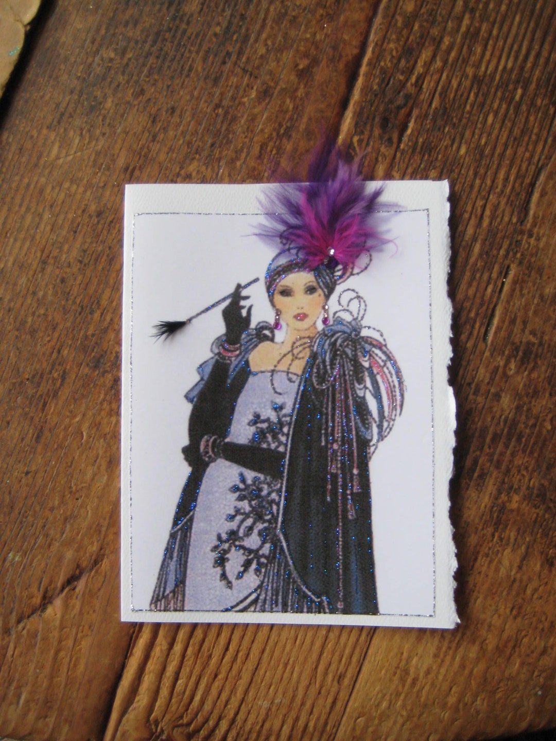 Art Deco Lady Violette 5x7 Note Card - Etsy