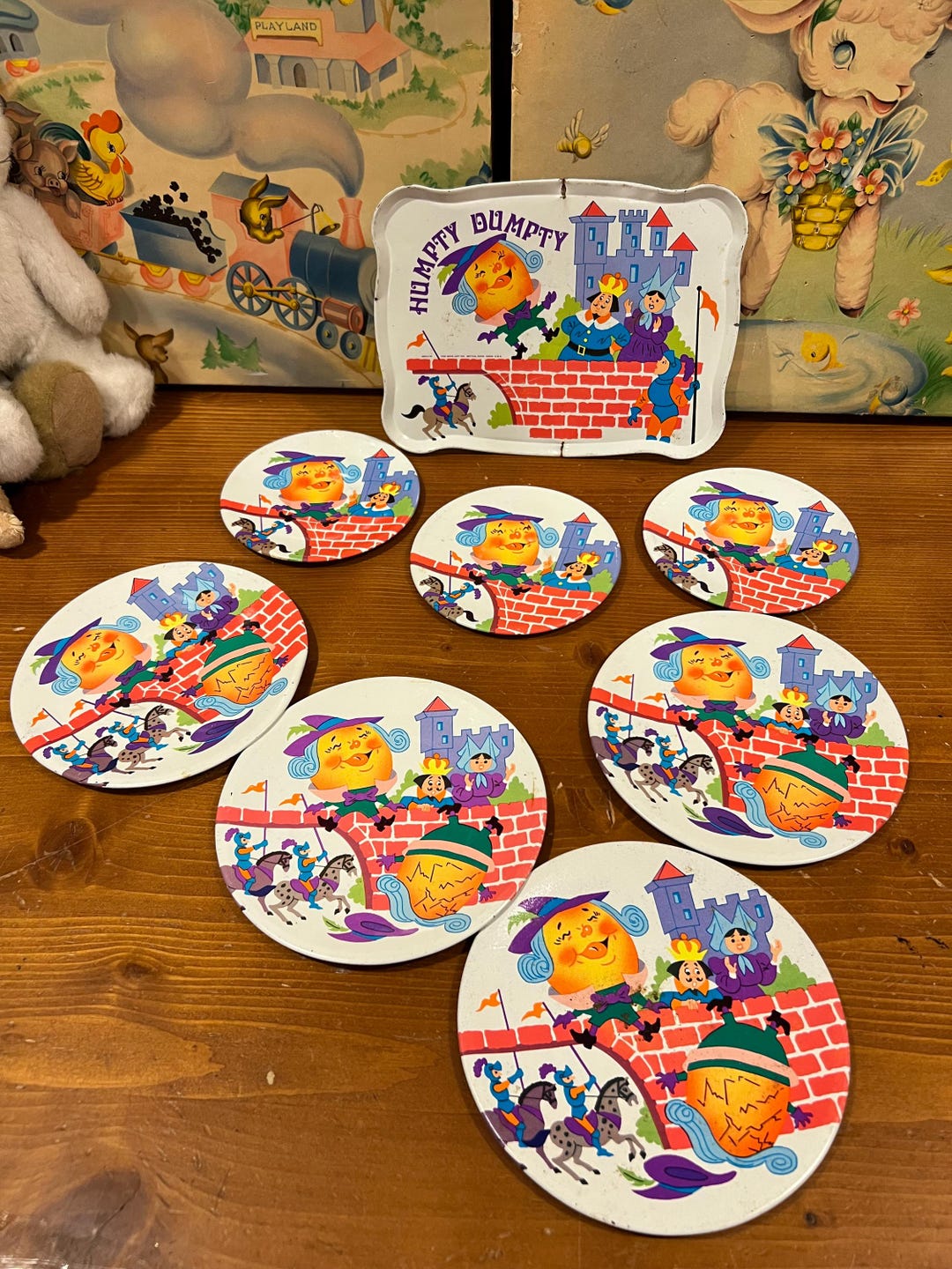 Vintage Humpty Dumpty Tin Tea Set - Etsy