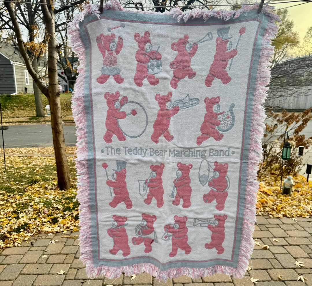 1980s Teddy Bear Marching Band Blanket - Etsy