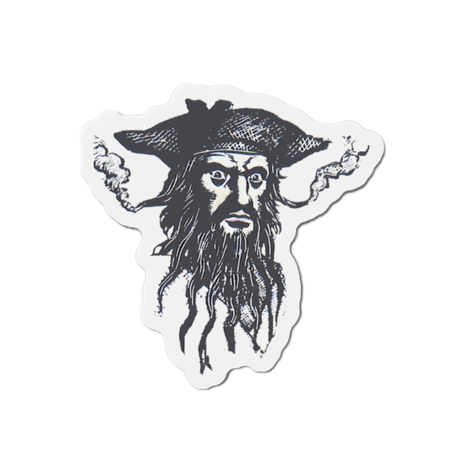 Blackbeard & His Flaming Beard Vintage 1800s Woodcut Illustration Die ...