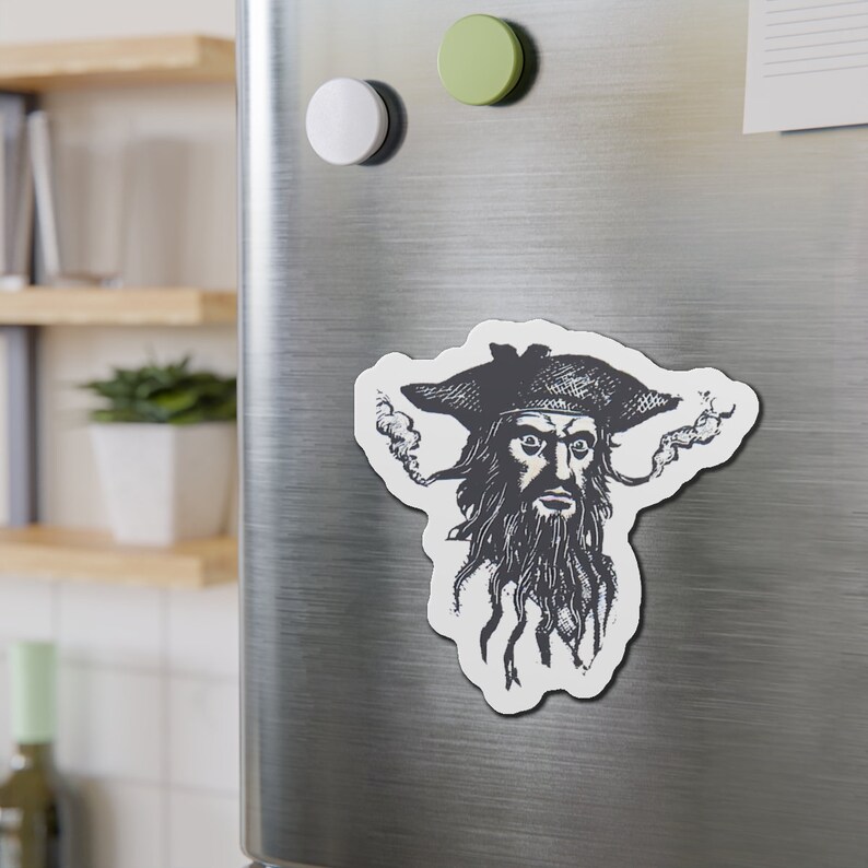 Blackbeard & His Flaming Beard Vintage 1800s Woodcut Illustration Die ...