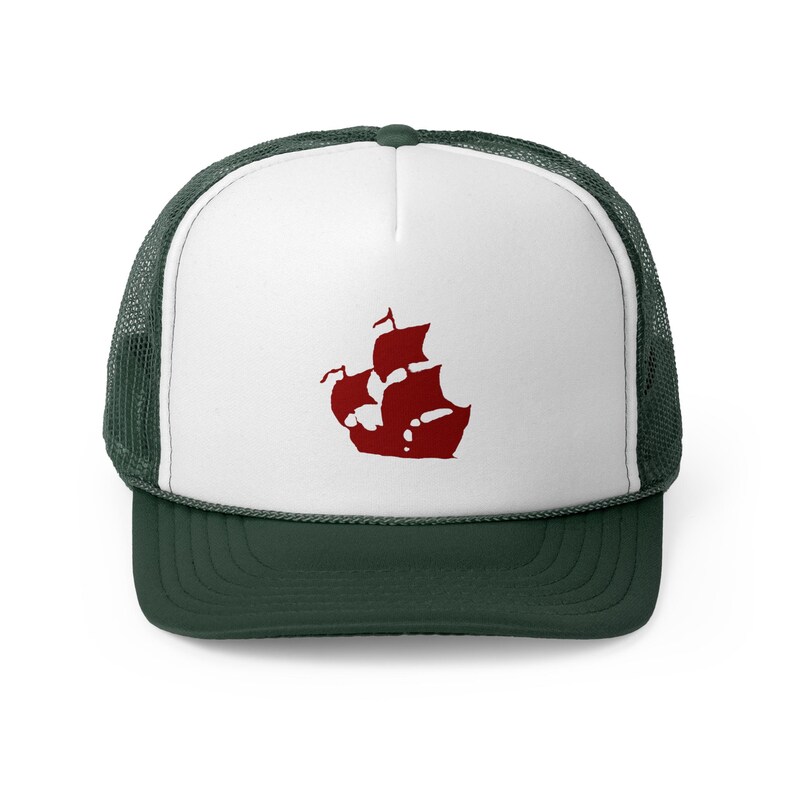 Blood Red Pirate Ship Trucker Cap - Vintage Nautical Baseball Cap - Etsy