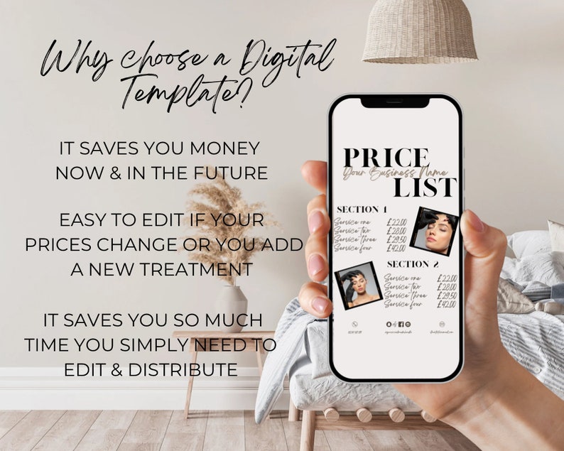 Price List Digital Template | Price List | Printable Digital Template ...