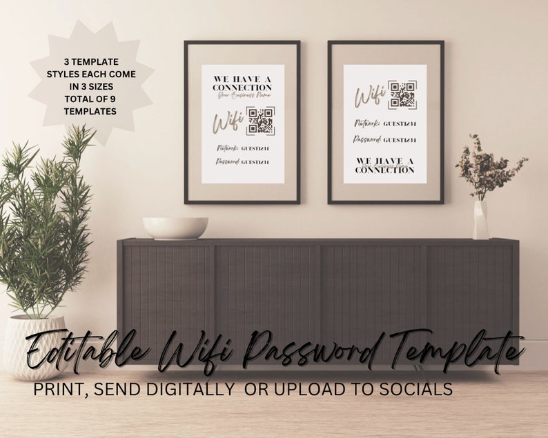 Wifi Digital Template | Wi-fi Password | Printable Digital Template ...