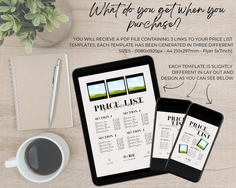 Price List Digital Template | Price List | Printable Digital Template ...