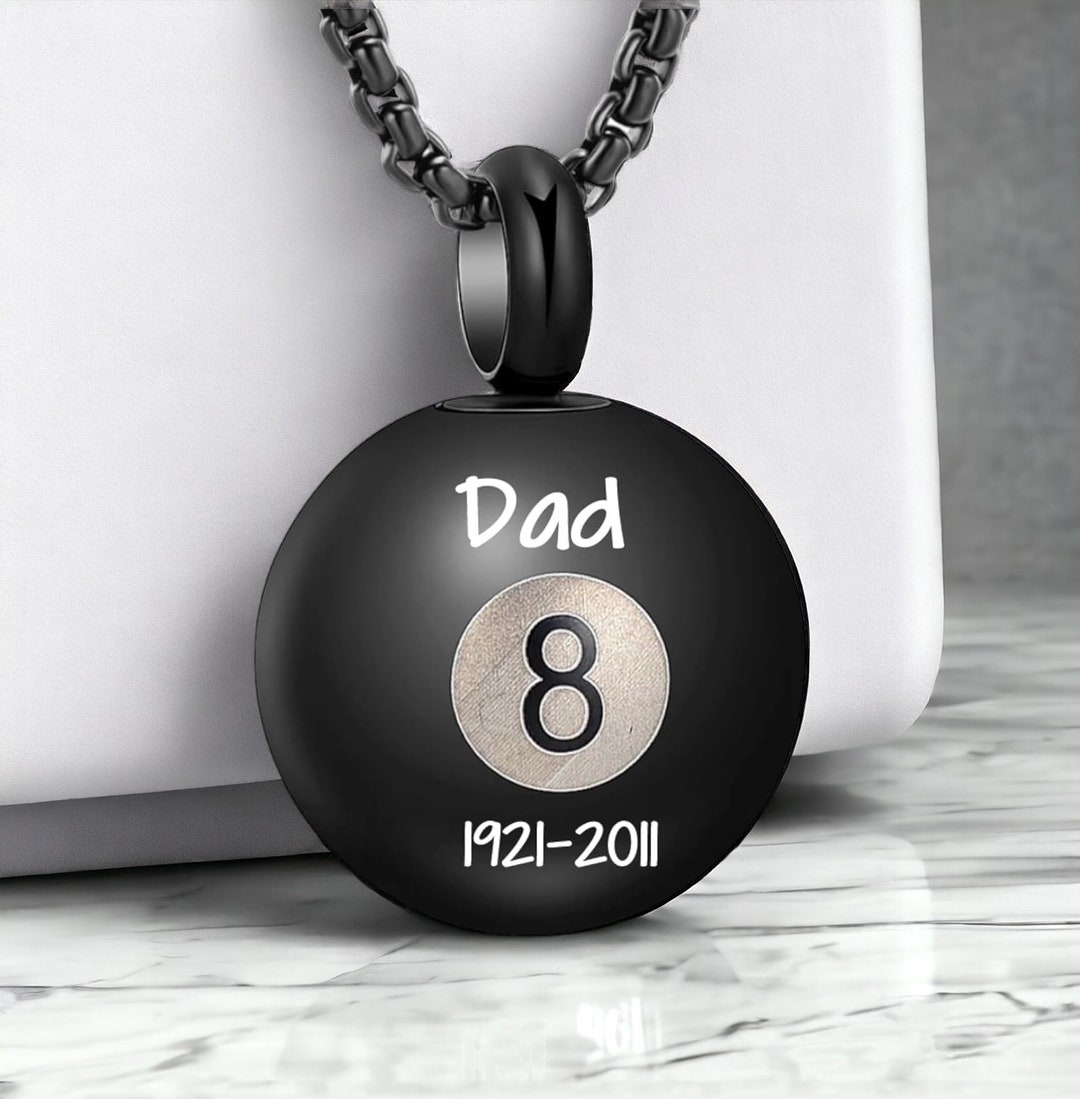 Keepsake Urn 8 Ball Billiard Cremation Necklace for Dog and Human Ashes ...