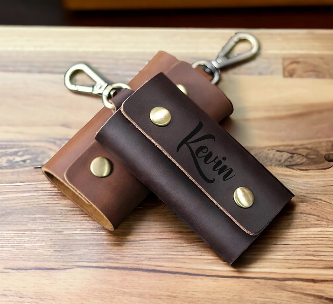 Genuine Leather Key Wallet Personalized Leather Car Key Case ID Card ...
