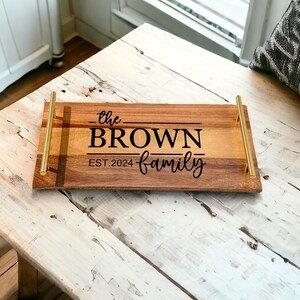 Personalized Serving Tray - Serving Tray With Handles - Acacia Wood ...
