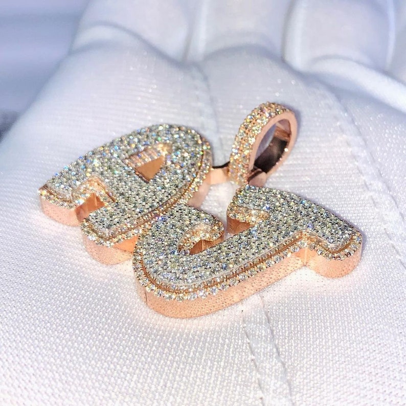 Custom Moissanite Pendant, Any Letters Silver VVS Moissanite Chain ...