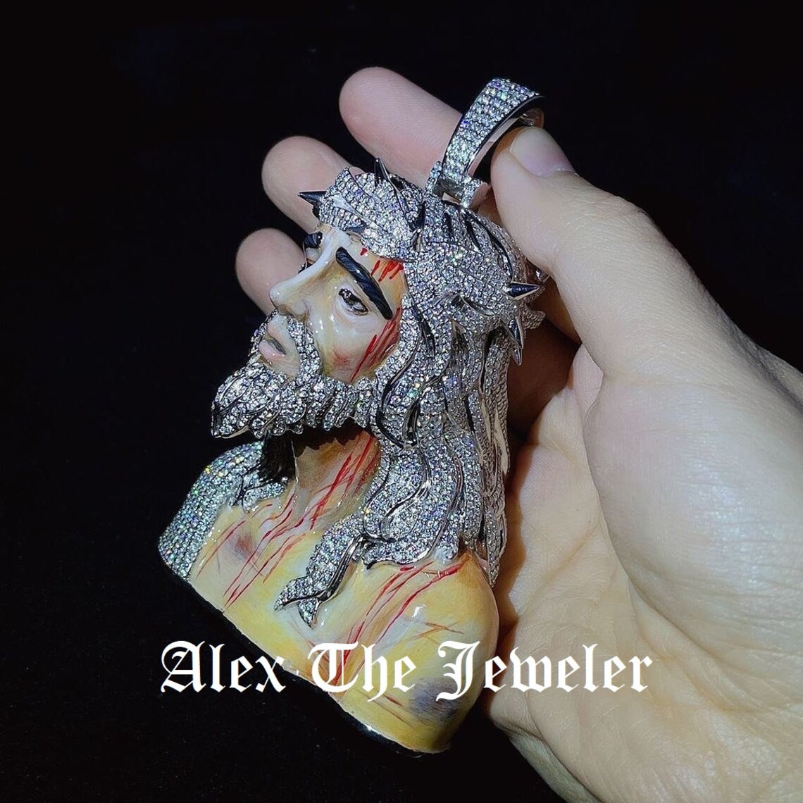 3D Custom Jesus Christ Moissanite Pendant 925 Silver Fully Iced Out 3D ...