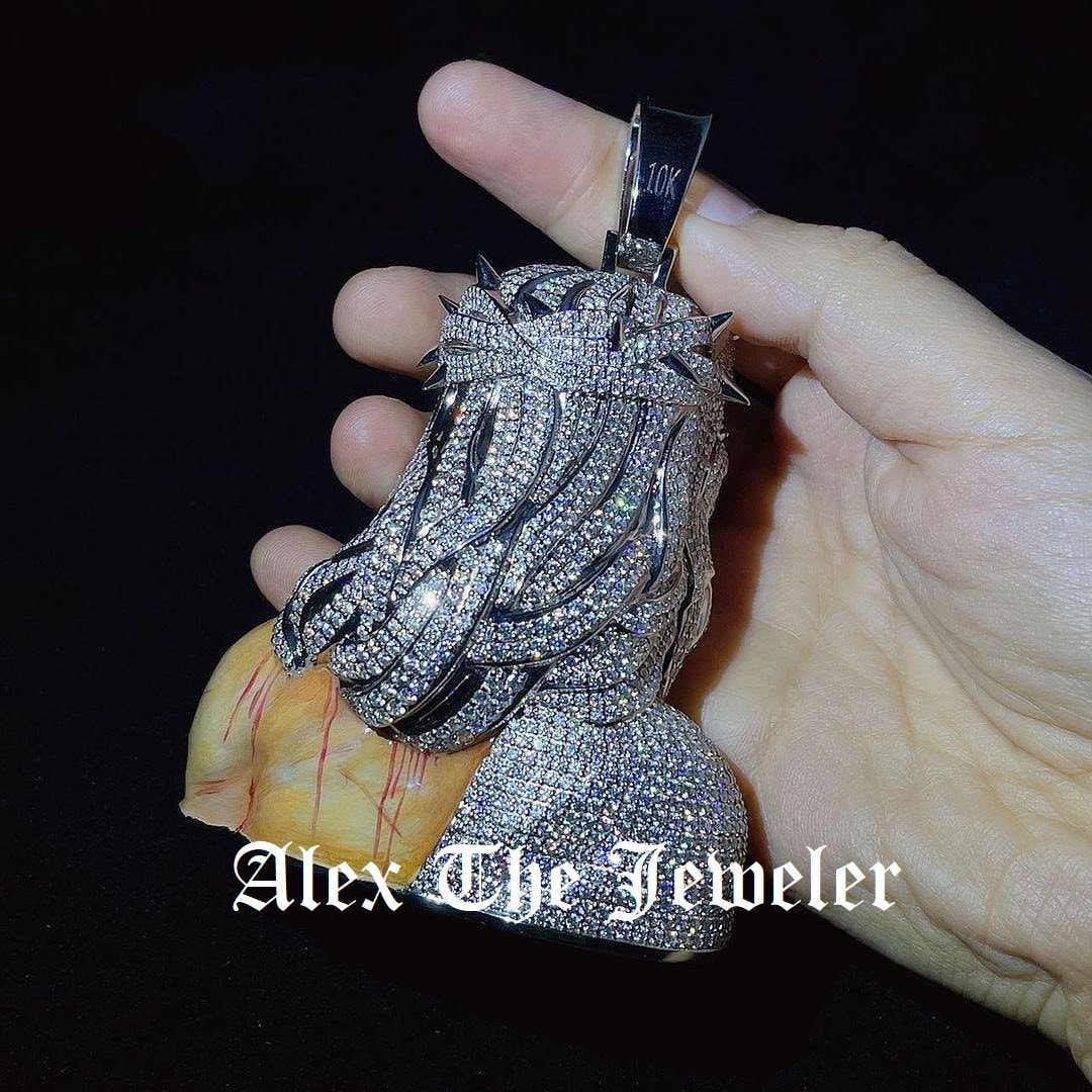 3D Custom Jesus Christ Moissanite Pendant 925 Silver Fully Iced Out 3D ...