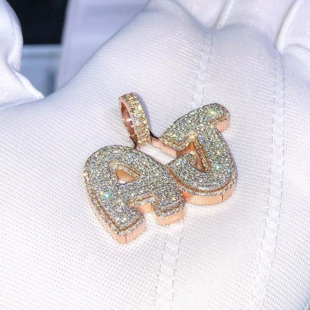 Custom Moissanite Pendant, Any Letters Silver VVS Moissanite Chain ...