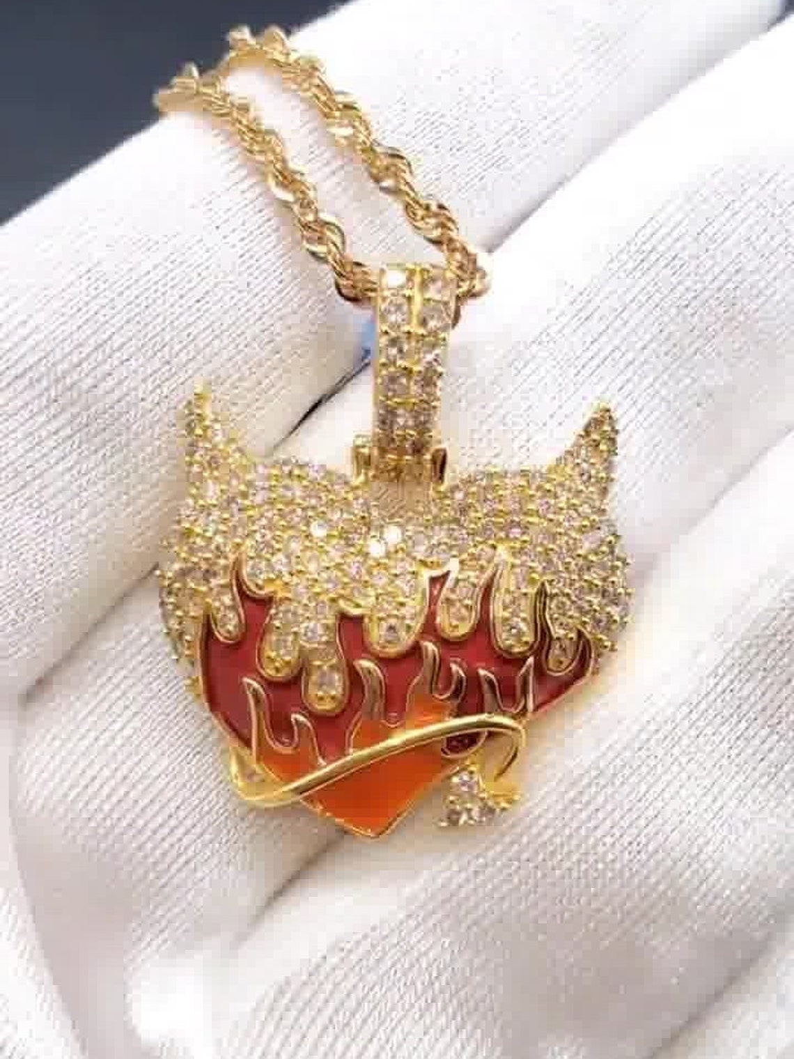 Angel Devil Diamond Heart Pendant 1.5ct Moissanite Charm Pendant, 925 ...