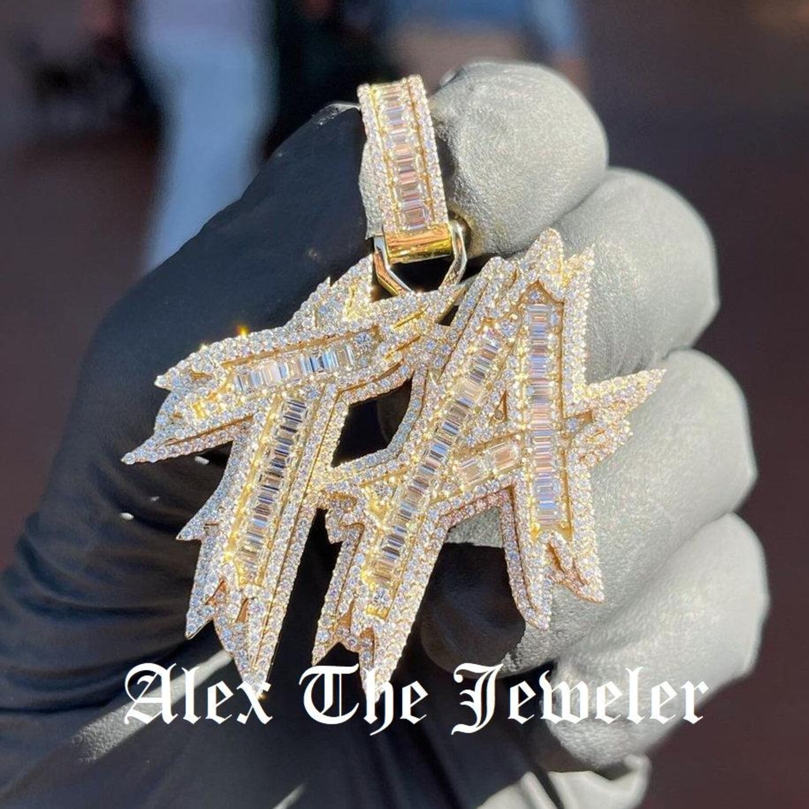 Real VVS Moissanite Iced Name Pendant, Customize Hip Hop Letter Jewelry ...