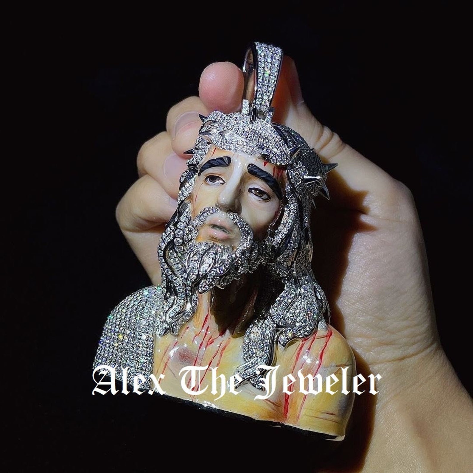 3D Custom Jesus Christ Moissanite Pendant 925 Silver Fully Iced Out 3D ...