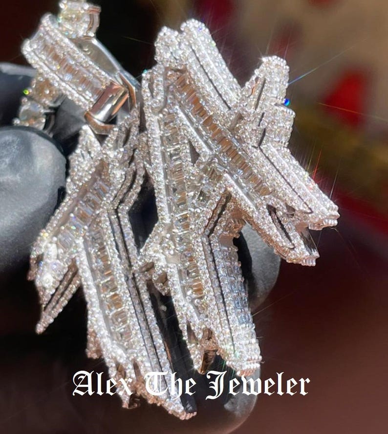 Real VVS Moissanite Iced Name Pendant, Customize Hip Hop Letter Jewelry ...