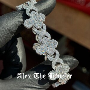 18mm Ice Out VVS Diamond Cuban Link Bracelet VVS Moissanite Miami Cuban ...