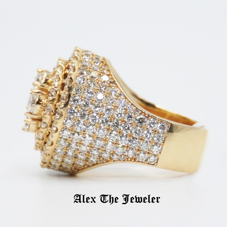 Men's Iced Out Pinky Ring, Real VVS Moissanite Diamond Cluster Set ...