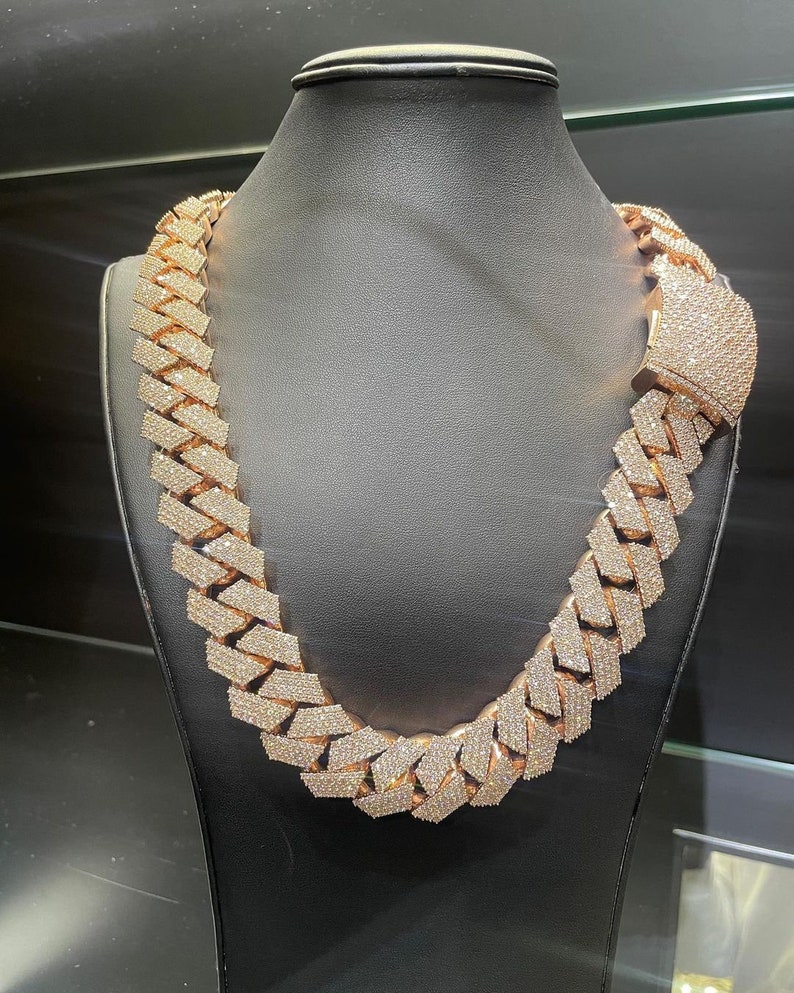 22mm Ice Out VVS1 Diamond Cuban Link Chain VVS Moissanite Miami Cuban ...