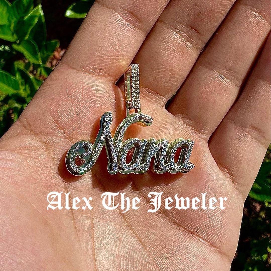 VVS Diamond Iced Out Charm Pendant Men's Hip Hop Letter Pendant 925 ...