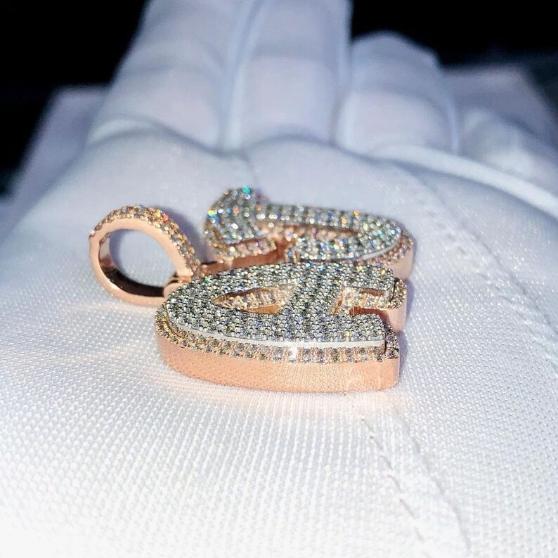 Custom Moissanite Pendant, Any Letters Silver VVS Moissanite Chain ...