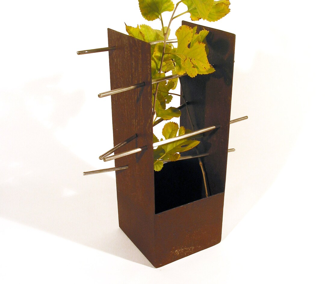 Pierce Modern Steel Vase No. 1 With Rust Patina - Etsy