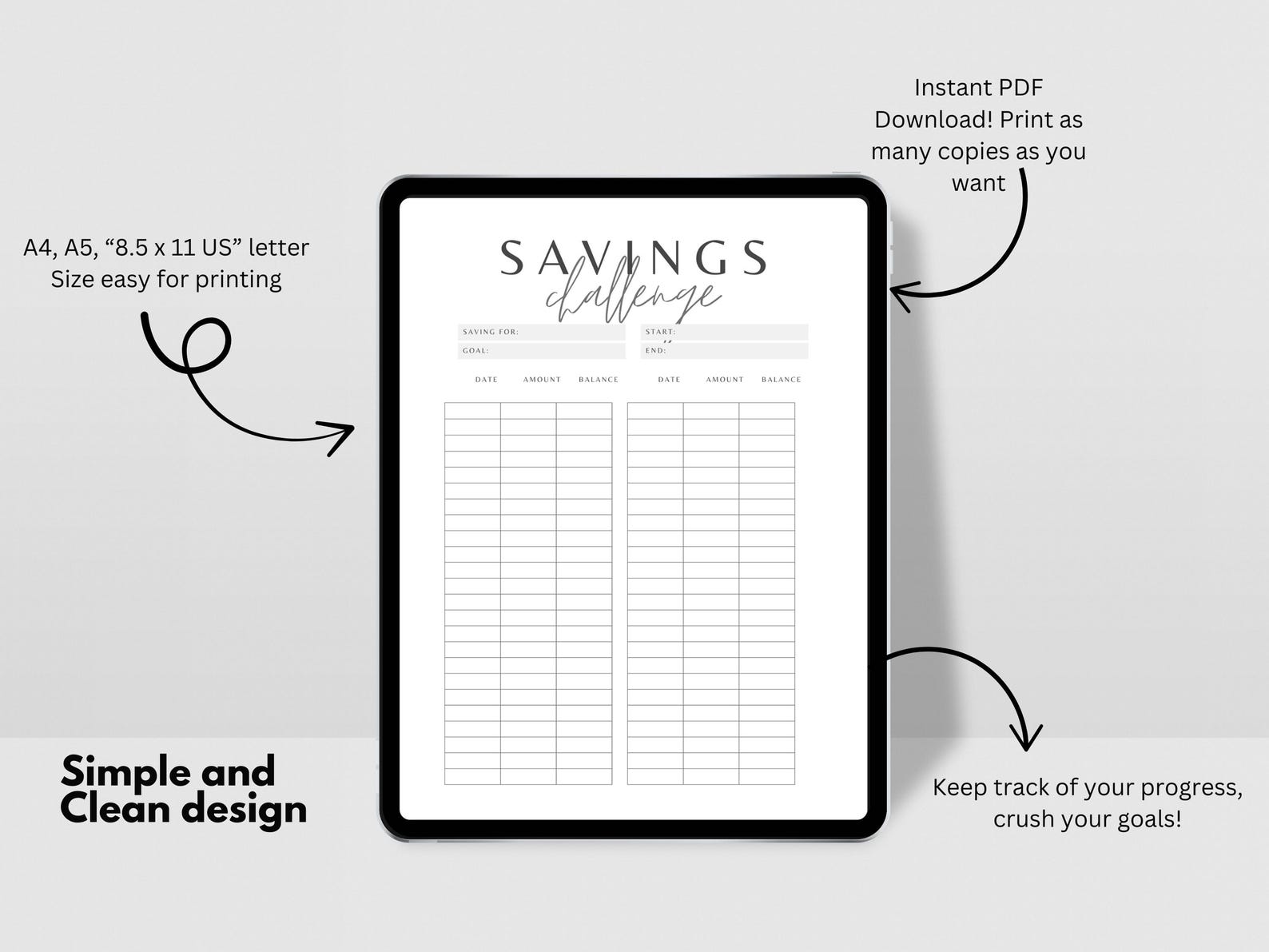 Savings Tracker, Printable Savings Tracker, Savings Planner Template ...