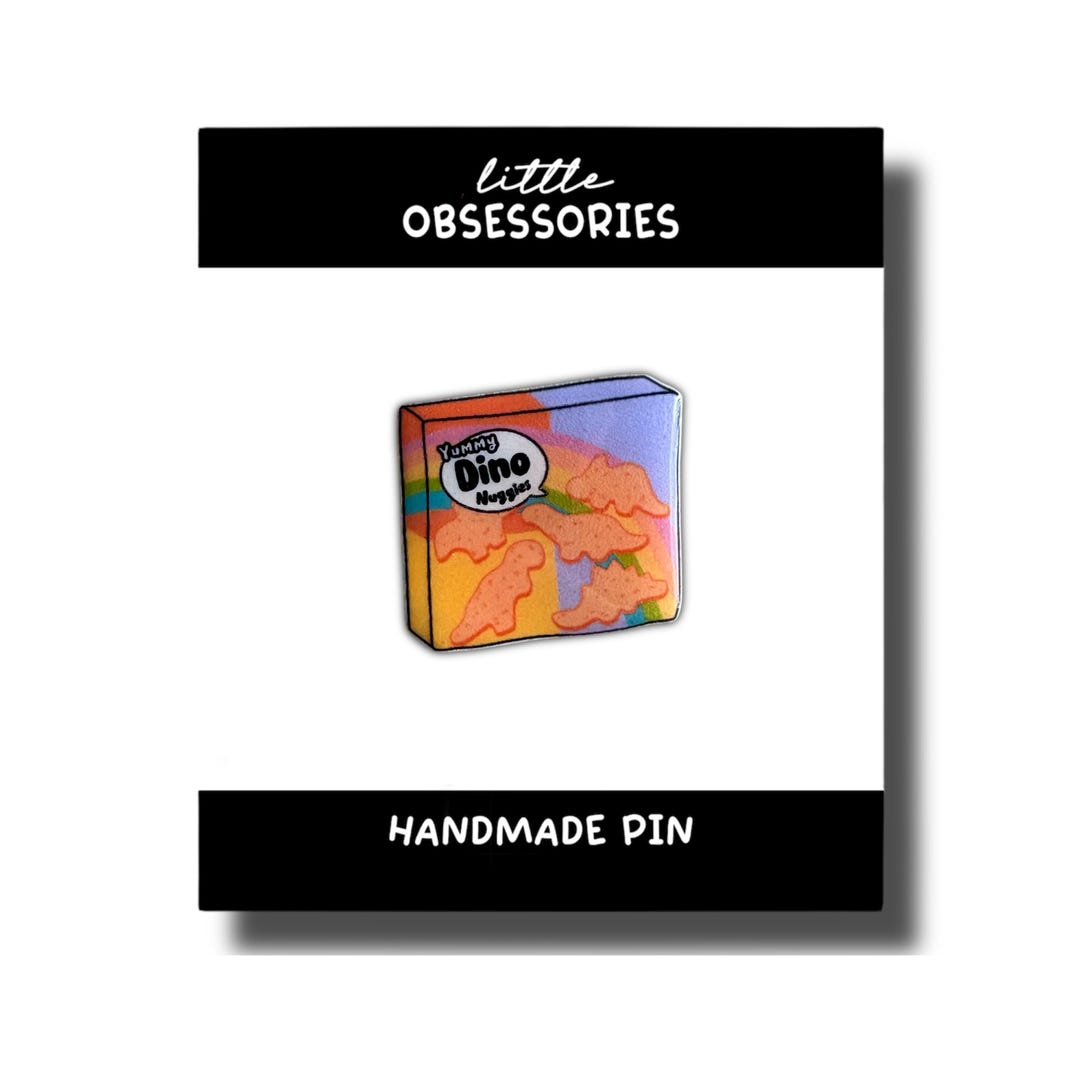 Dino Nugget Pin, Backpack Pin, Faux Acrylic Pin, Biggy Pin, Funny Pin ...