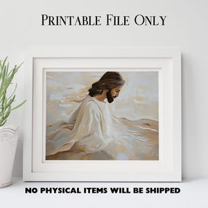 Printable Jesus Wall Art, Neutral Minimalist Christian Instant Download ...