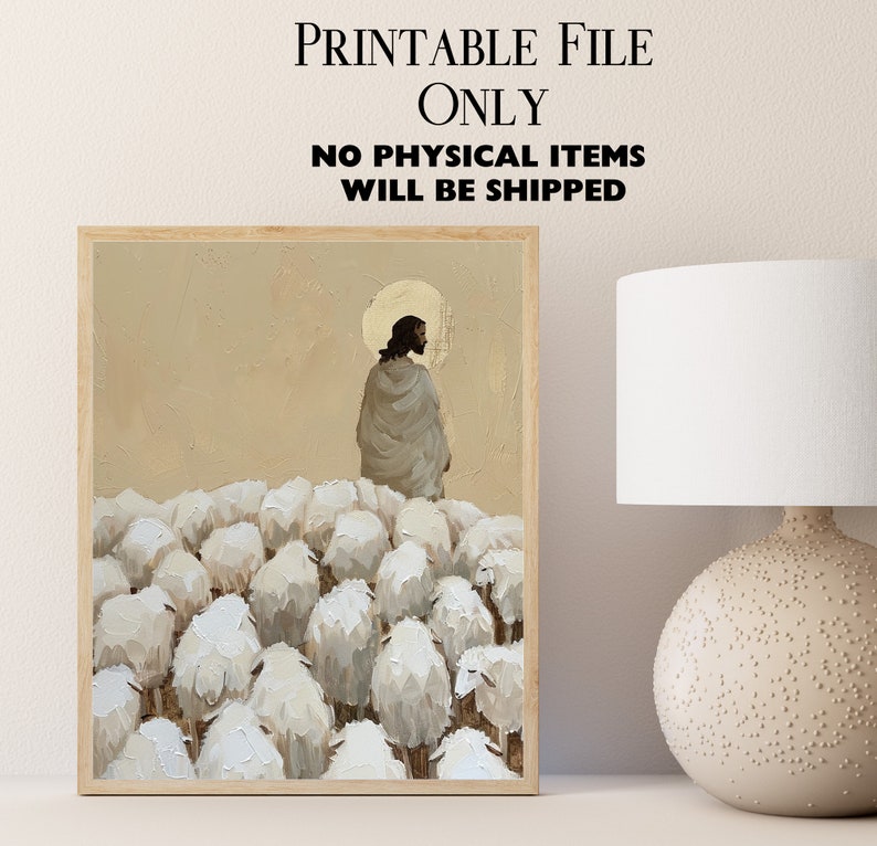 Jesus Leaves the 99, Parable of the Lost Sheep, Jesus Wall Art, Good ...