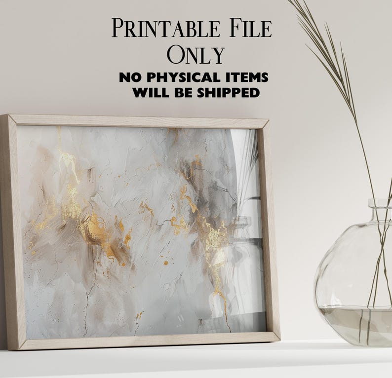 Grey and Gold Abstract Wall Art Print, Modern Minimalist DIY Printable ...