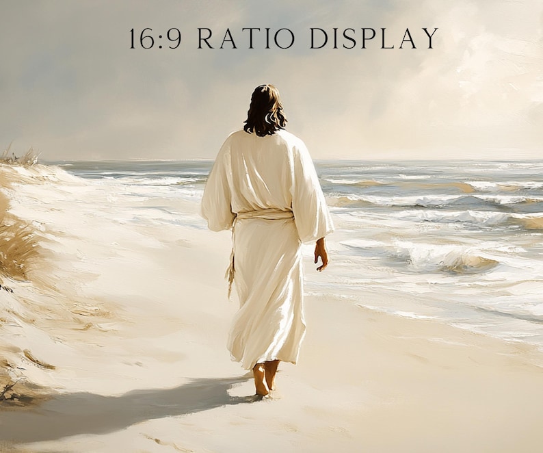 Jesus Walking on Beach, Walk With Christ Samsung Frame TV Art, Faith ...