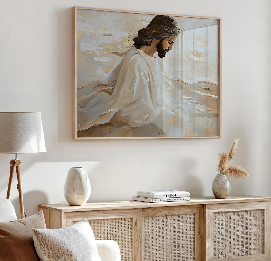 Printable Jesus Wall Art, Neutral Minimalist Christian Instant Download ...