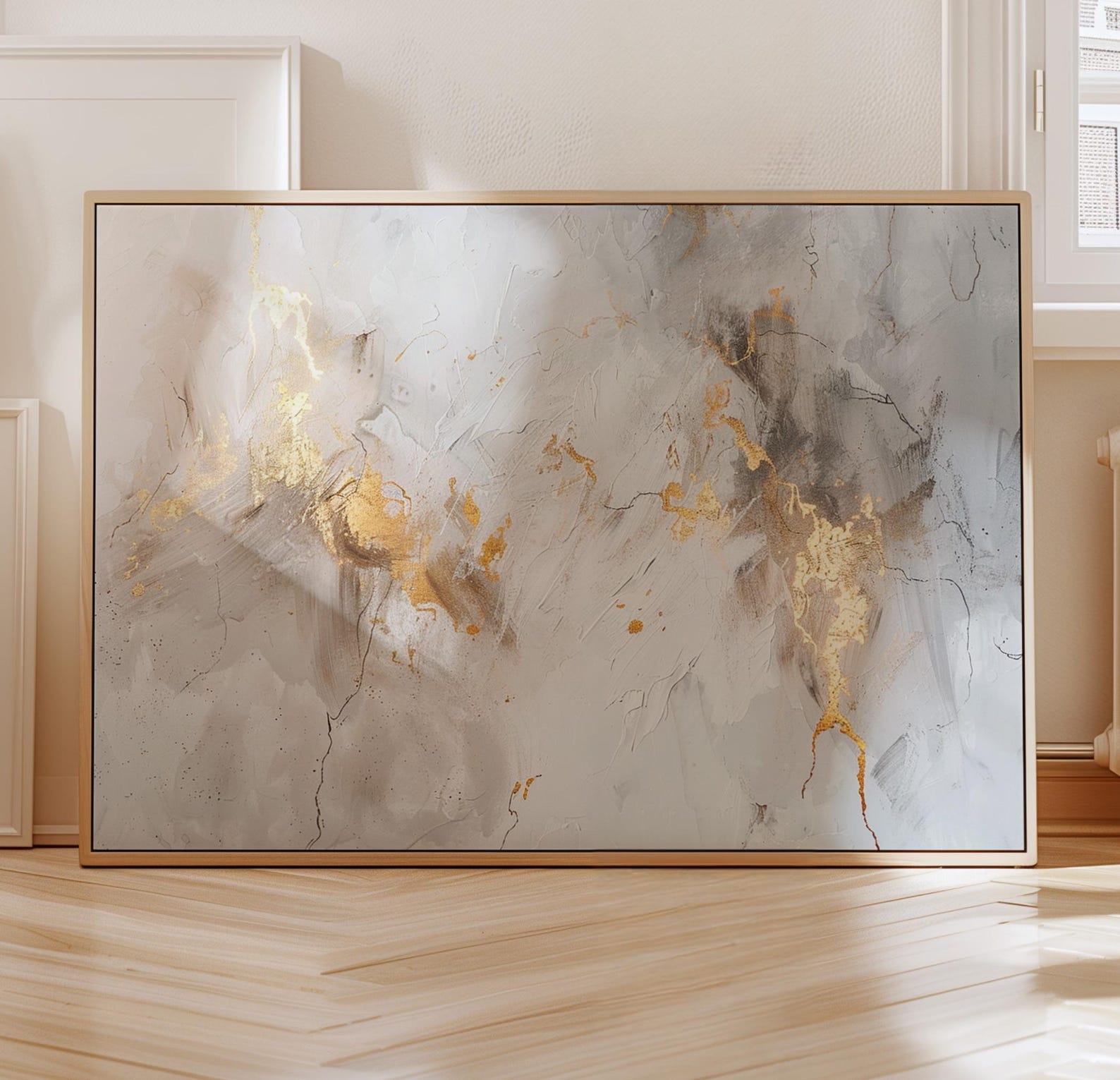 Grey and Gold Abstract Wall Art Print, Modern Minimalist DIY Printable ...