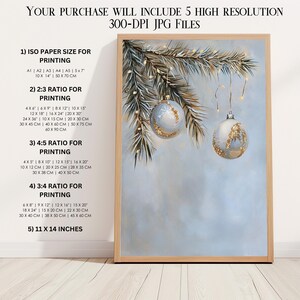 Elegant Blue and Gold Christmas Ornaments Printable Wall Art ...
