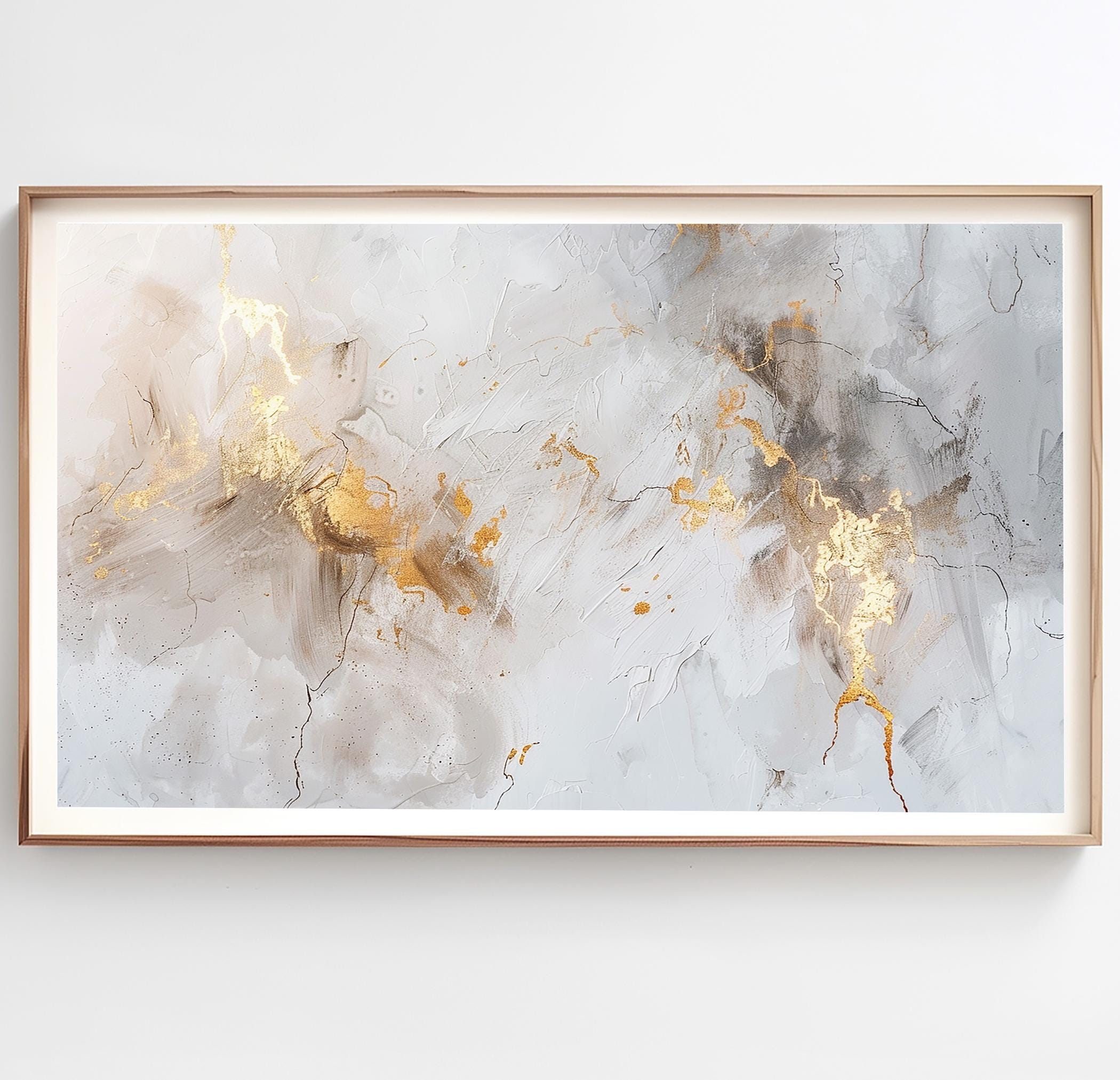 Grey and Gold Abstract Wall Art Print, Modern Minimalist DIY Printable ...