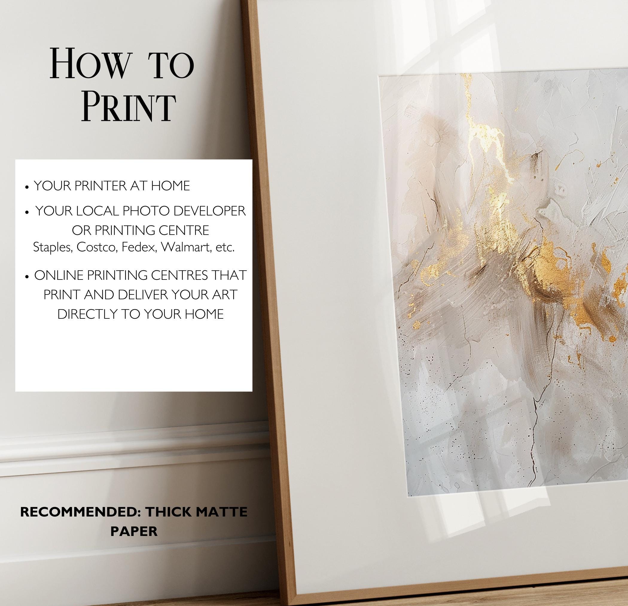 Grey and Gold Abstract Wall Art Print, Modern Minimalist DIY Printable ...