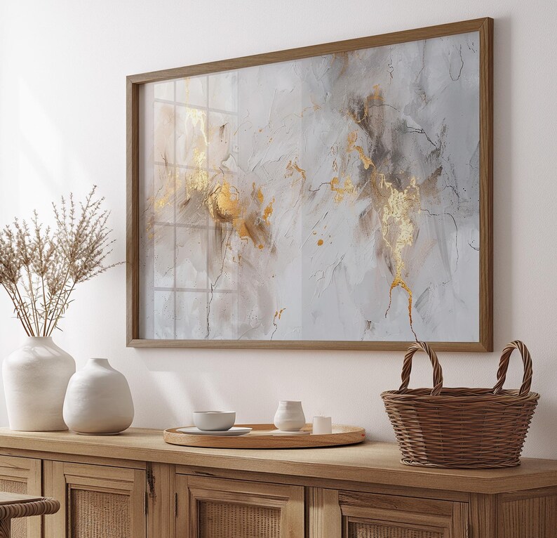 Grey and Gold Abstract Wall Art Print, Modern Minimalist DIY Printable ...