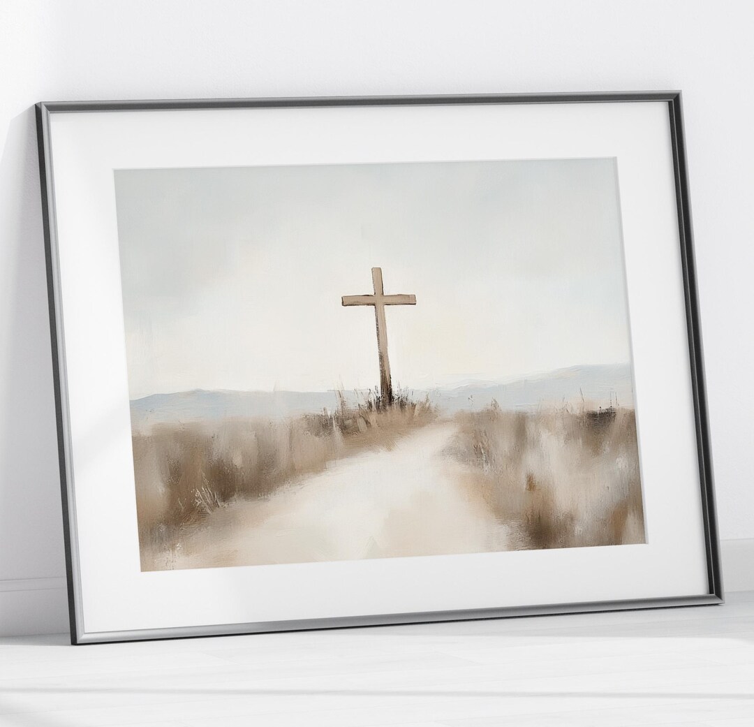Christian Cross Printable Art, Minimalist Faith-based Decor, Tranquil ...