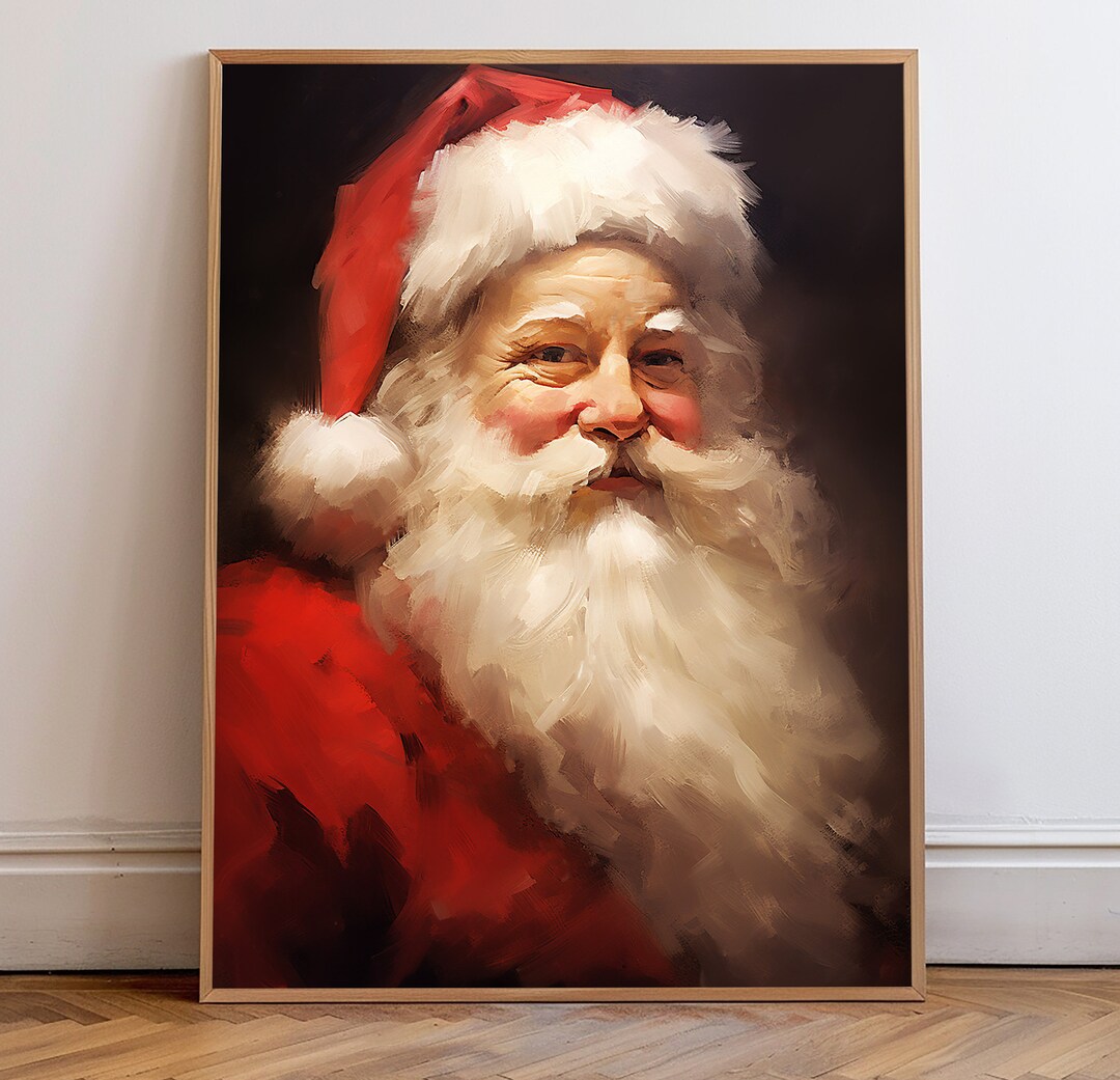 Printable Vintage Santa Claus Christmas Wall Art - Nostalgic Portrait ...
