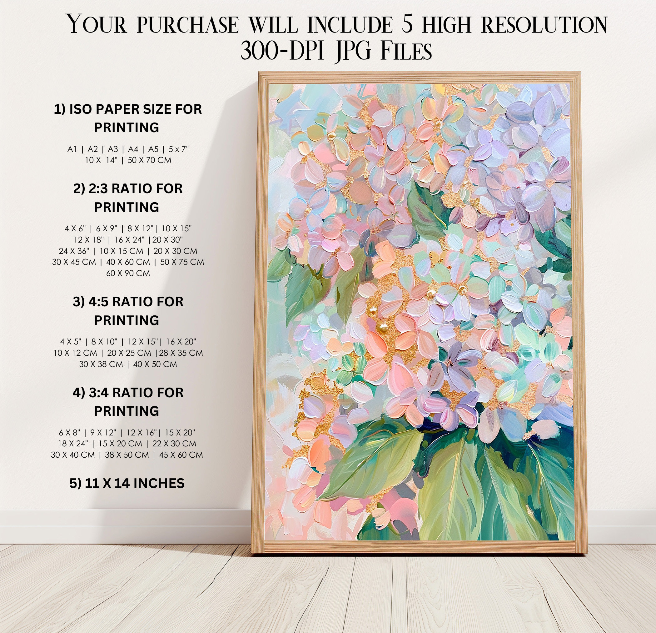 Hydrangea Wall Art - Instant Download Digital Print | Modern Floral Oil ...