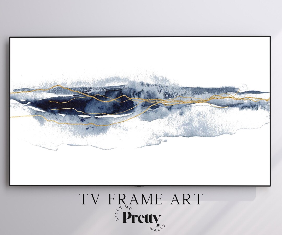 Watercolor Blue Horizon, Modern Minimalist Samsung Frame TV Art, Blue ...
