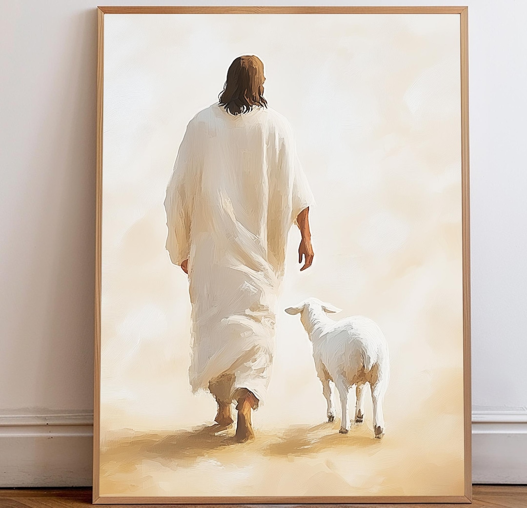 Jesus Christ the Shepherd, Christian Art, Digital Jesus Portrait ...