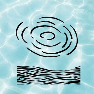 Water Ripple Rubber Stamp, Water Surface Stamp, Ocean Waves Design ...